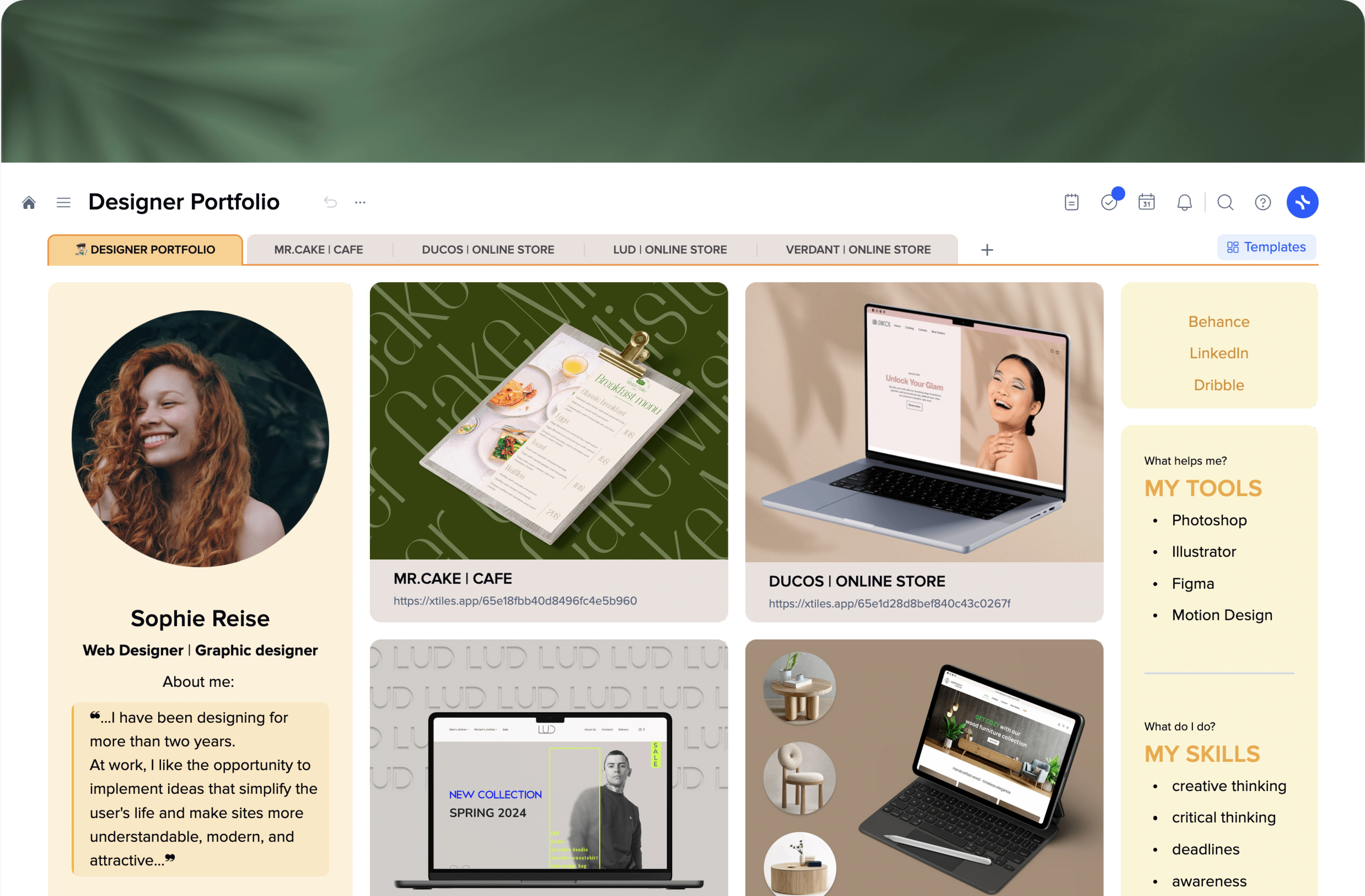 Freelancer Dashboard Template online for free | xTiles